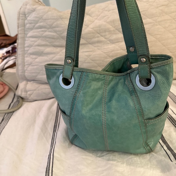 Fossil | Bags | Fossil Hathaway Leather Tote Bag Teal Blue | Poshmark